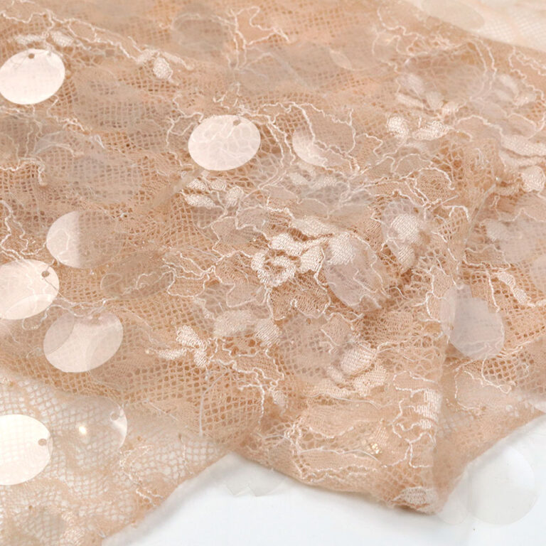 Beige 18mm Crystal Large Spangle Embroidery Lace Sequins Fabric for ...