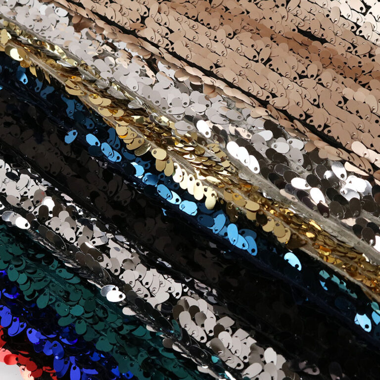 Viva Magenta Elastic Mermaid Raindrop Sequins Embroidered Fabric for ...