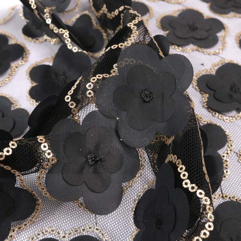 Lace Mesh Black Floral 3D Laser Engraving Fabric for Party Dress NEW ...