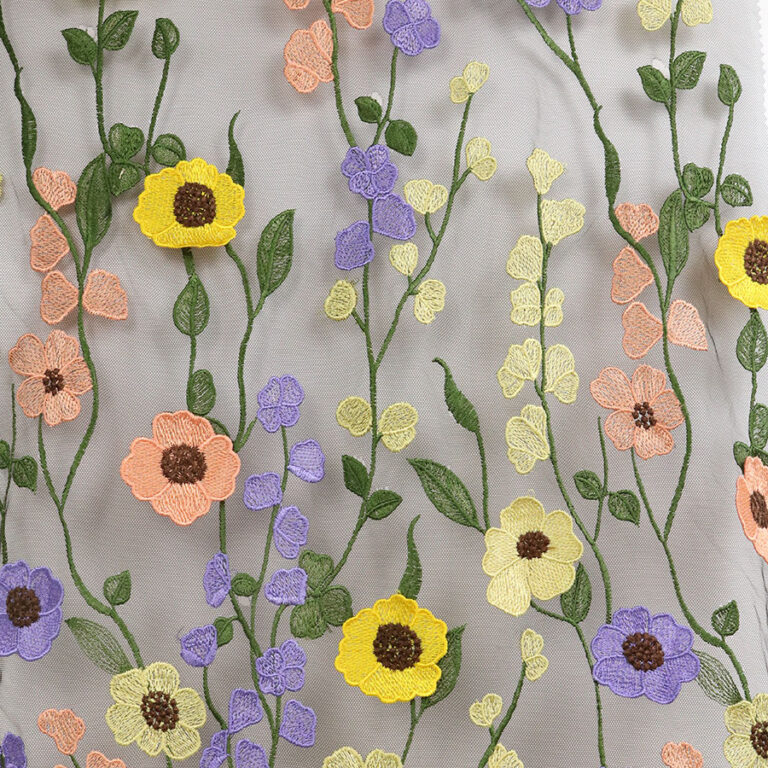 Mixed Colors Lace Net Embroidered 3D Flower Fabric for Dress NEW-L0307 ...