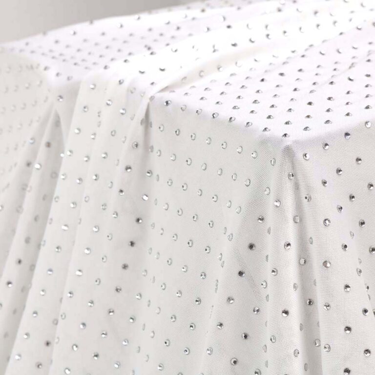 White Stretchable Bridal Wedding Crystal Rhinestone Fabric for Dress ...