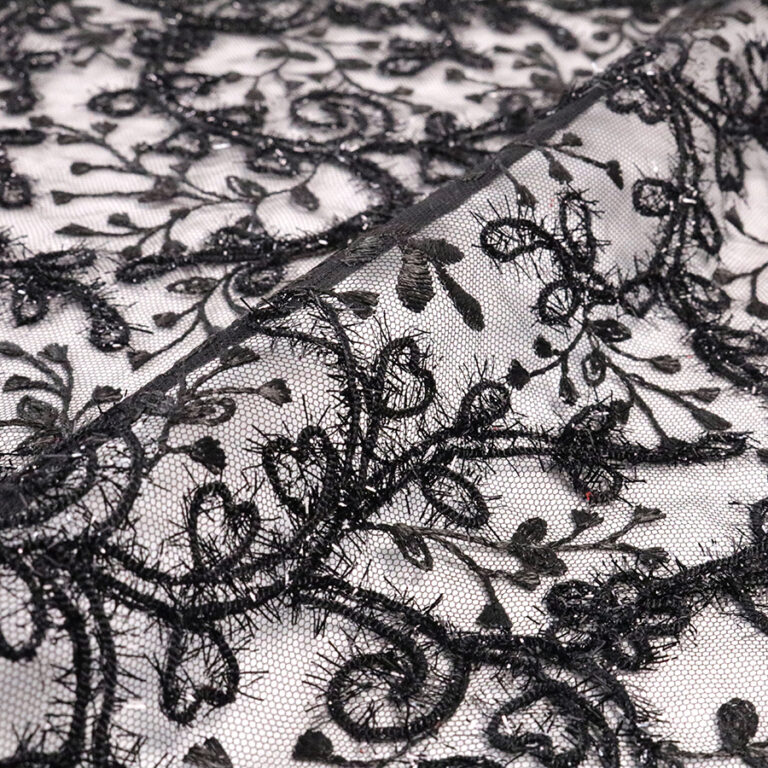 3D Flower Cording Embroidered Lace Fabric with Metallic Tassel NEW ...