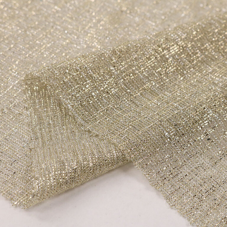 Moonlight Shiny Beige Metallic Knitting Foil Crepe Fabric for Clothes ...