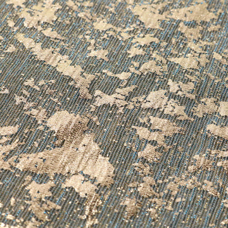 Shiny Gold Metallic Foil Fabrics on Light Mini Moonlight Indigo Pleated ...