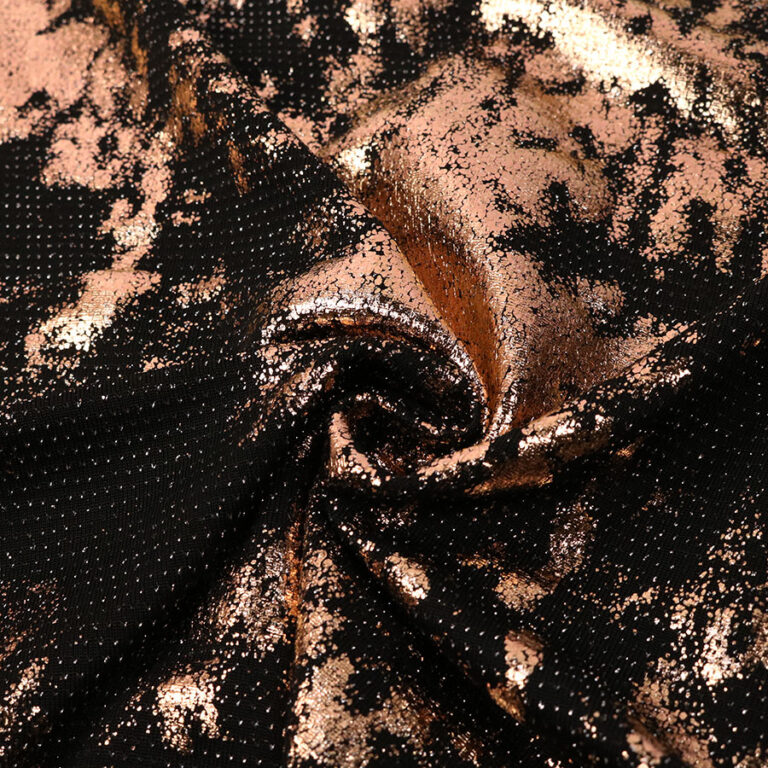 Metallic Knitting Marble Pattern Spandex Copper Foil Fabric for Clothes ...