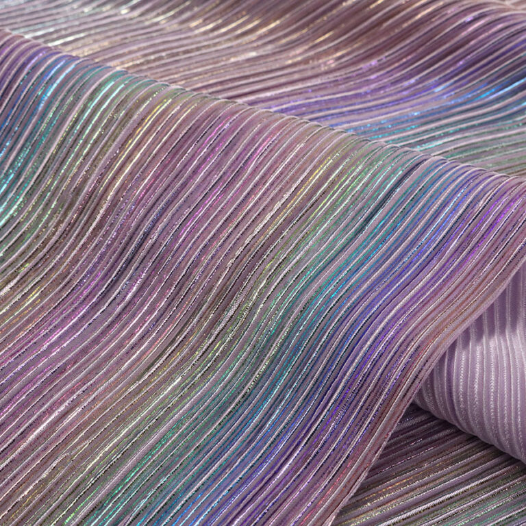 Shiny Rainbow Interlock Colorful Foil Pleated Fabric for Dress Clothes ...